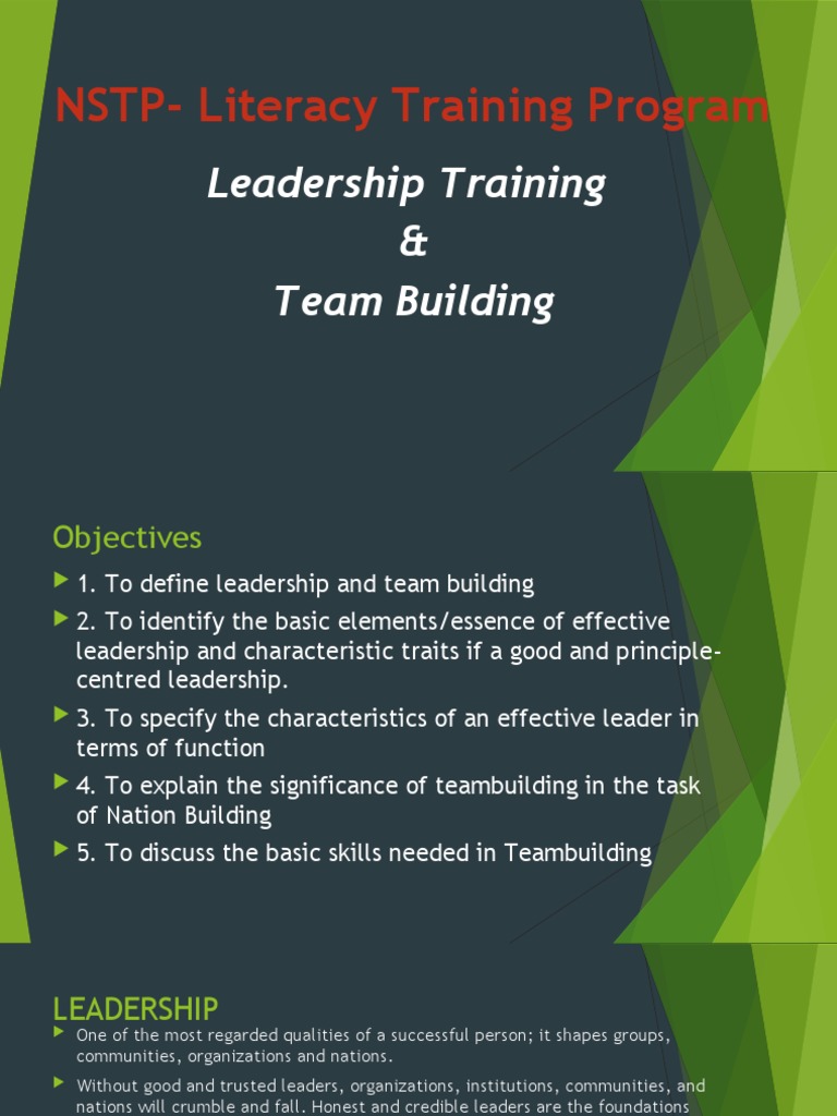 NSTP-Literacy Training Program: Leadership Training & Team Building ...