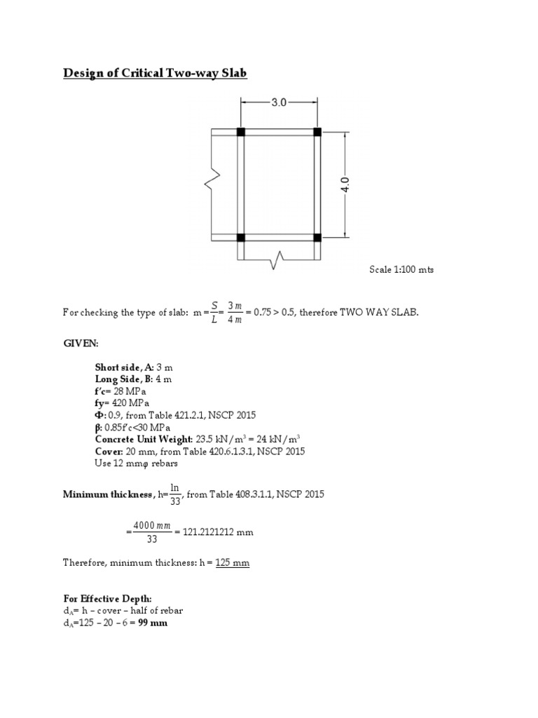 Design of Critical Two-Way Slab | PDF | Concrete | Architectural Design