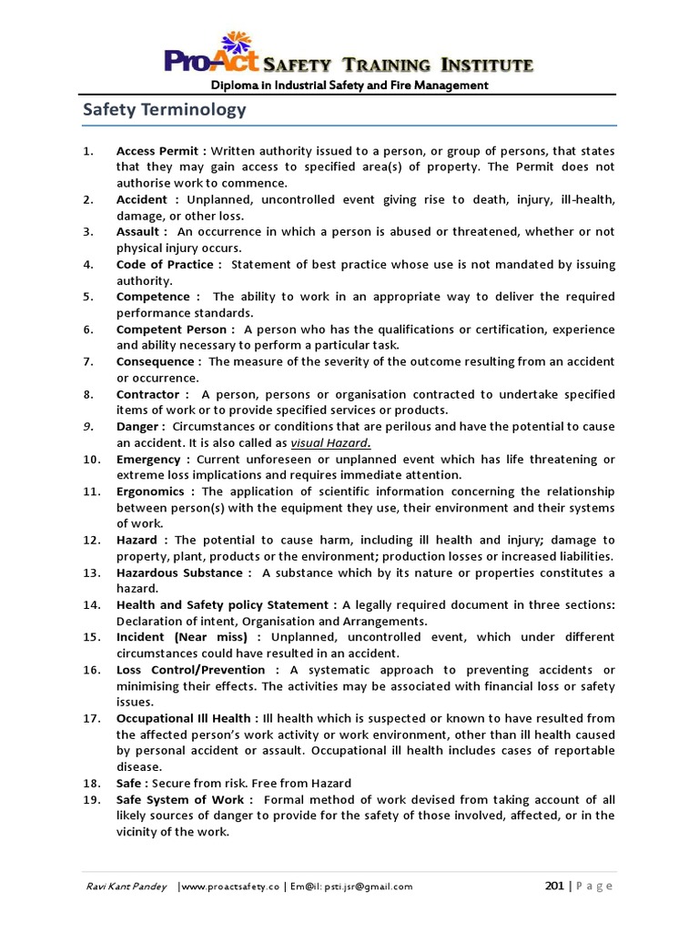 Safety Terminology | PDF | Risk Assessment | Risk