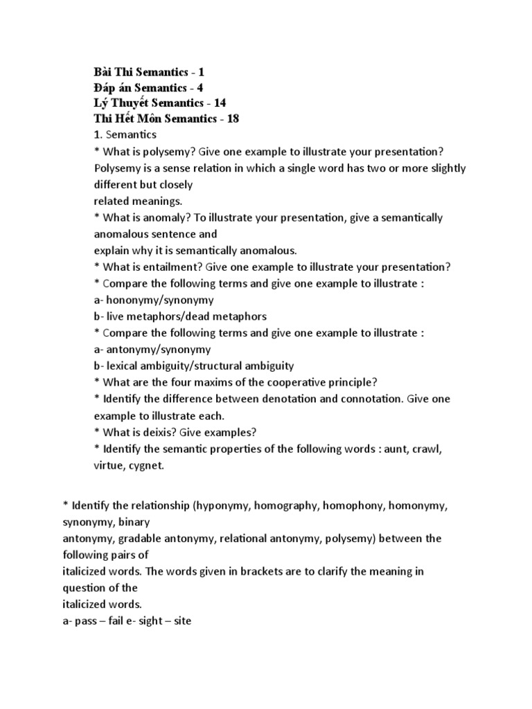 Bài Thi Semantics | PDF | Semantics | Interpretation (Philosophy)