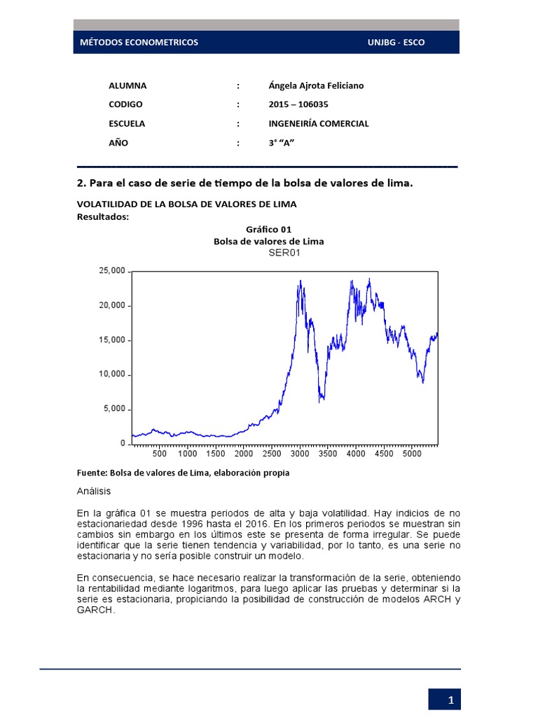 Análisis de la volatilidad y rentabilidad de la Bolsa de Valores de Lima utilizando métodos ...