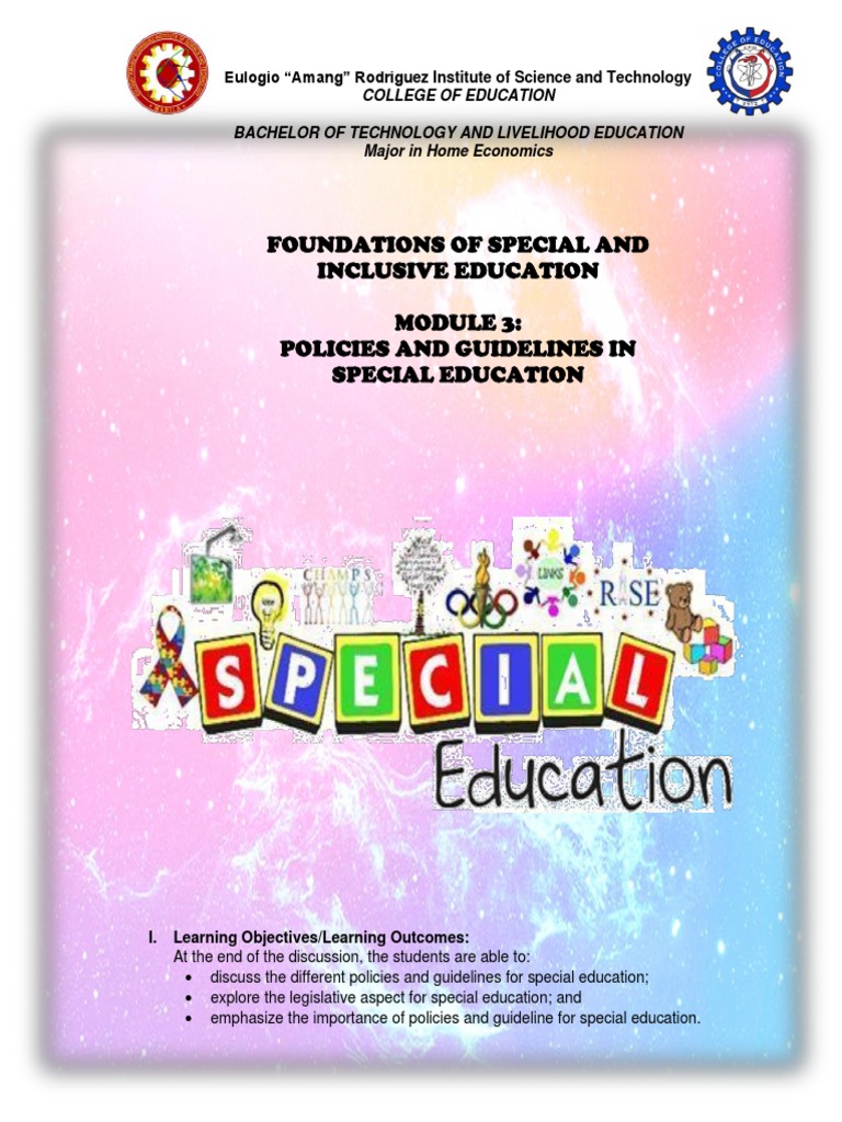 MODULE 3 Foundation of SPED and INCLUSIVE ED | PDF | Special Education ...