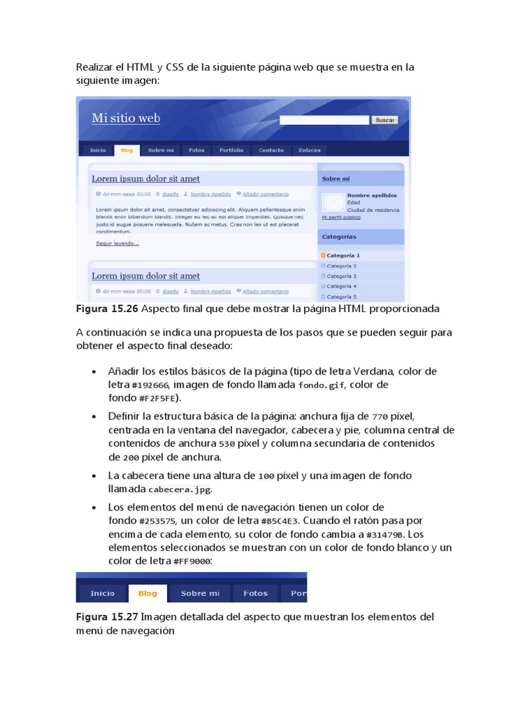 Ejercicio Repaso HTML y CSS | PDF Ejercicio Repaso HTML y CSS | PDF