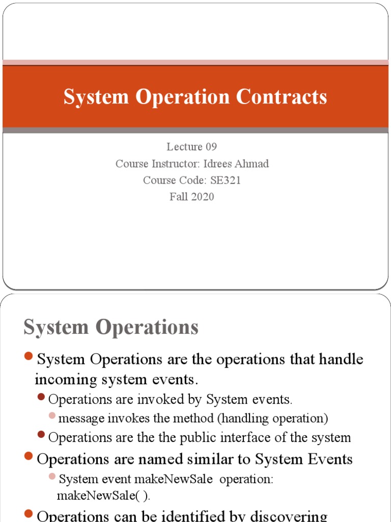 09 System Operation Contracts Pdf Method Computer Programming Class Computer Programming