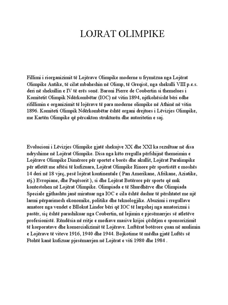 Lojrat Olimpike | PDF