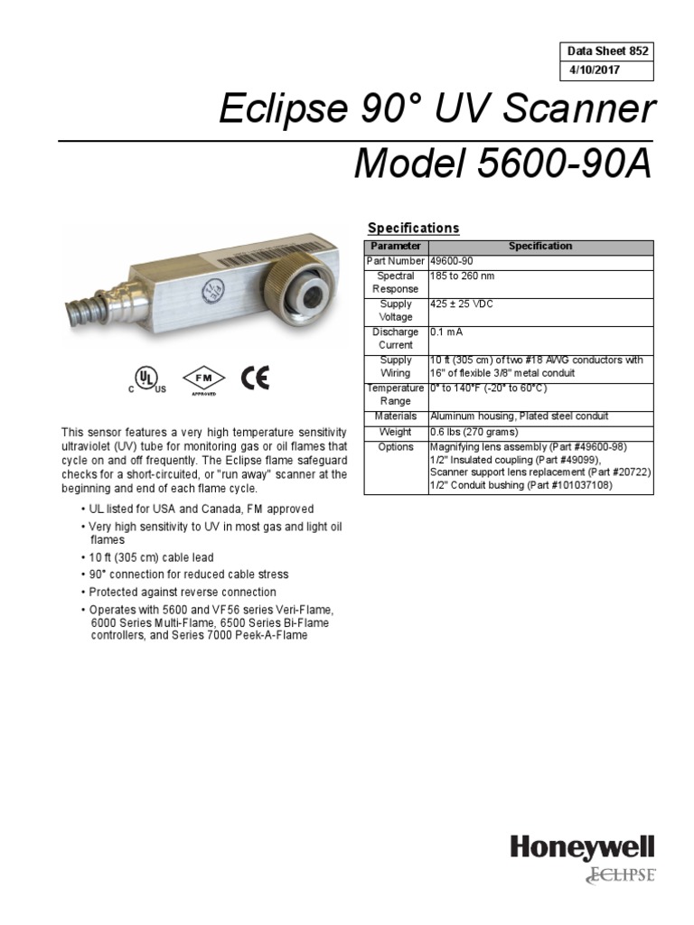 Eclipse UV Scanner 5600-90A | PDF | Ultraviolet | Electrical Wiring