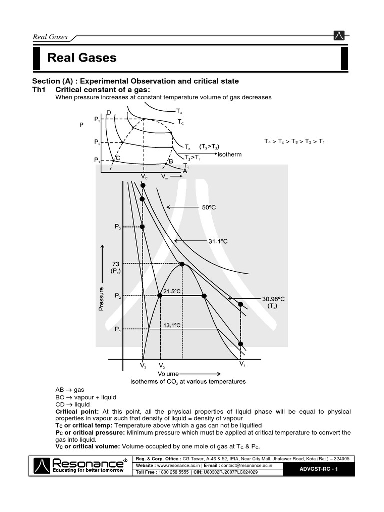 Gaseous State (Real Gas) Theory | Download Free PDF | Gases ...