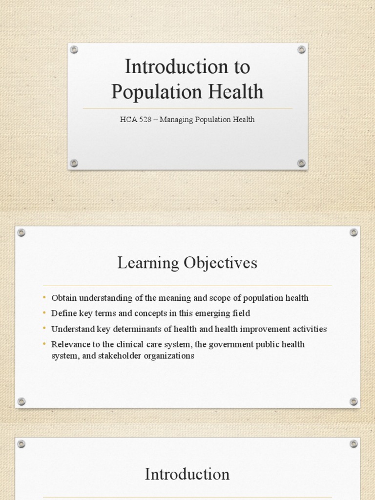 1 Introduction To Population Health | PDF | Public Health | Health ...