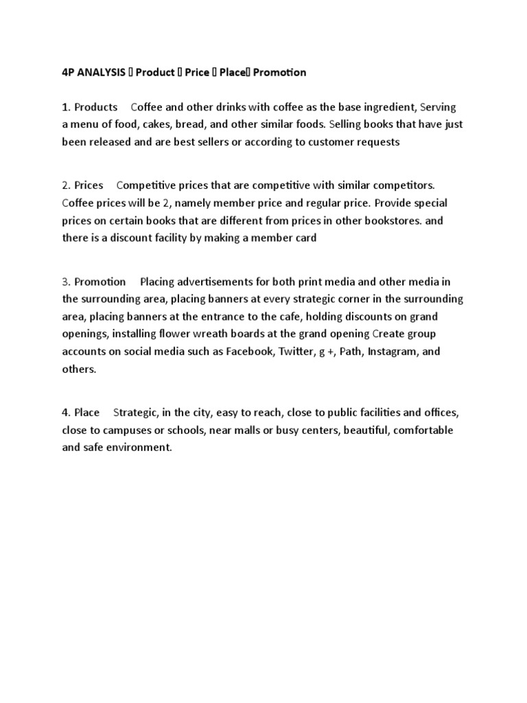 Coffee Shop 4P Marketing Strategy | PDF