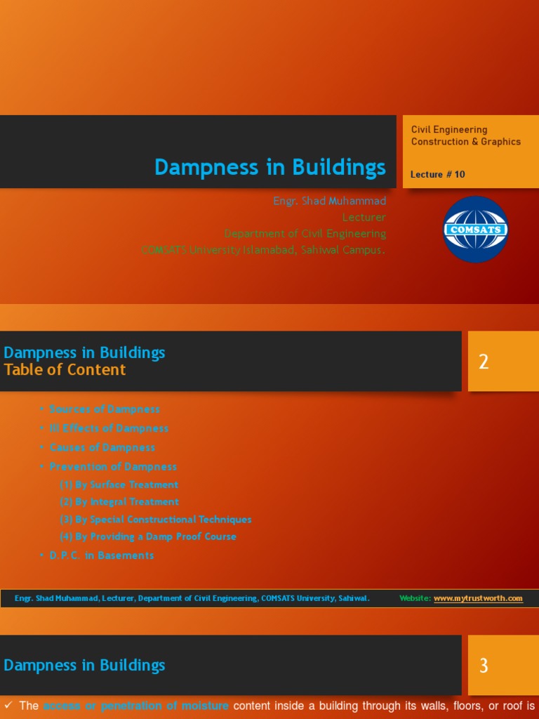 Lecture 10 Dampness in Buildings | PDF | Basement | Asphalt