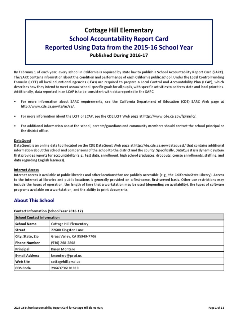 Sample School Report Card | PDF | Schools | Teachers