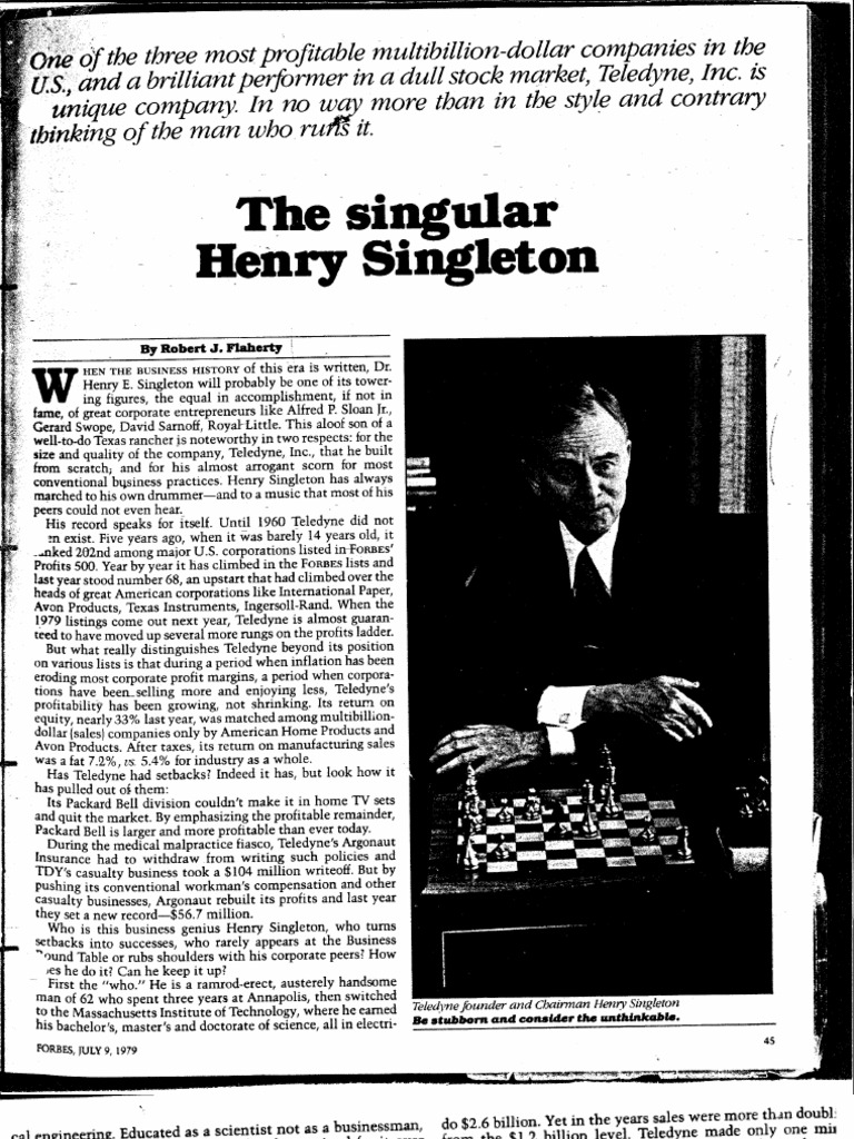 The Singular Henry Singleton | PDF