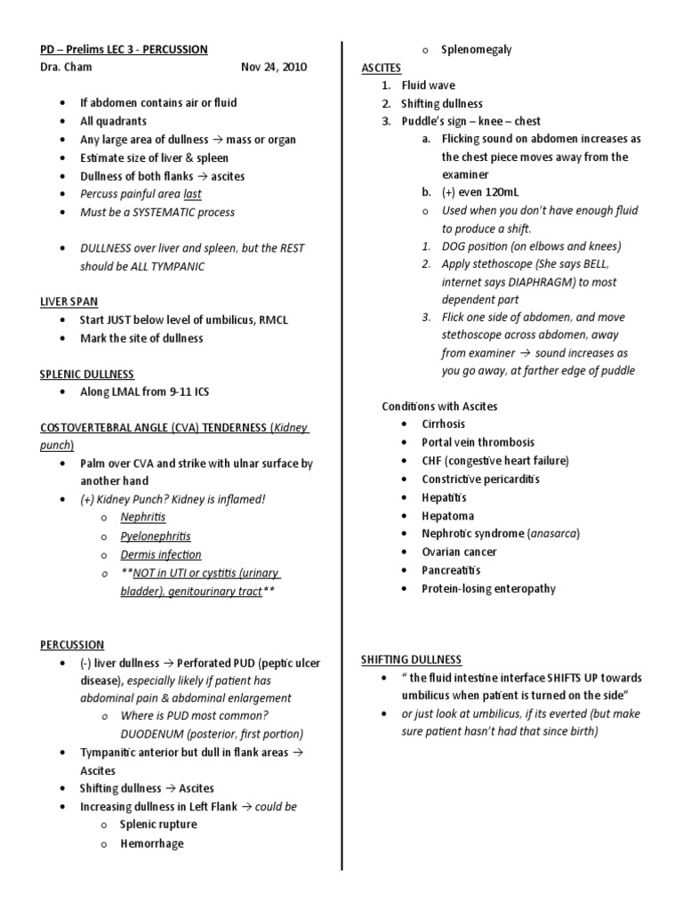 Abdominal Percussion Techniques Guide | PDF | Abdomen | Spleen