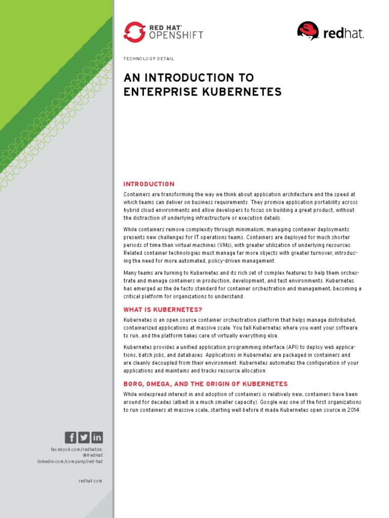 An Introduction To Enterprise Kubernetes: Technology Detail | PDF | Red ...