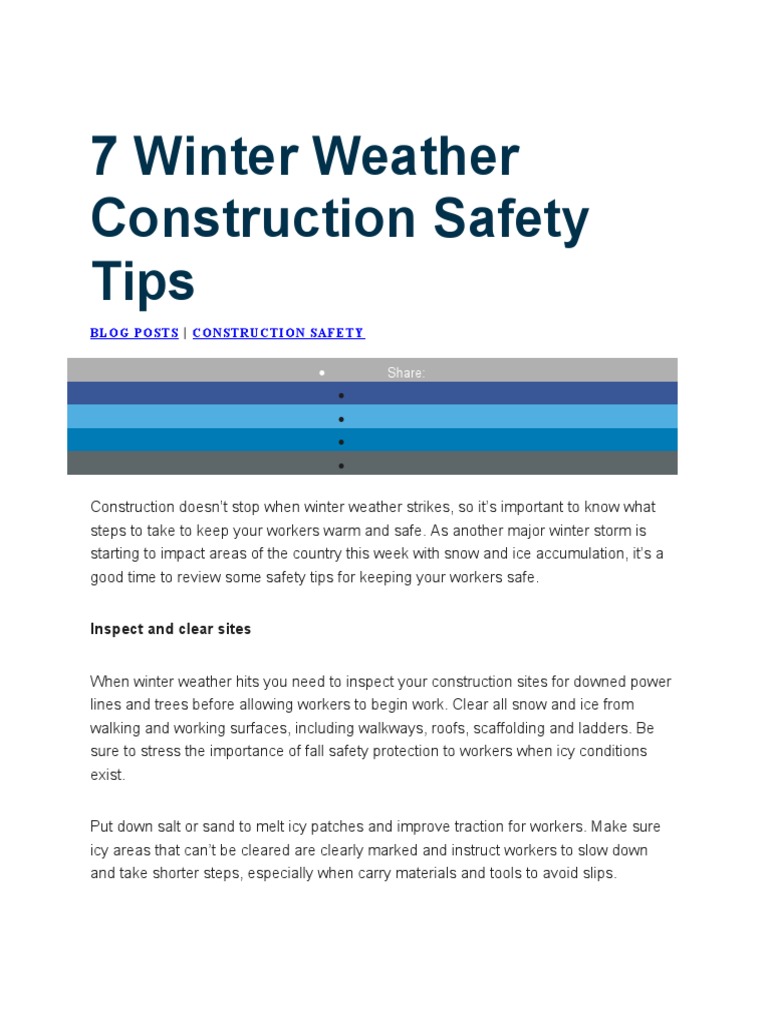 7 Winter Weather Construction Safety Tips | PDF | Winter Storm ...