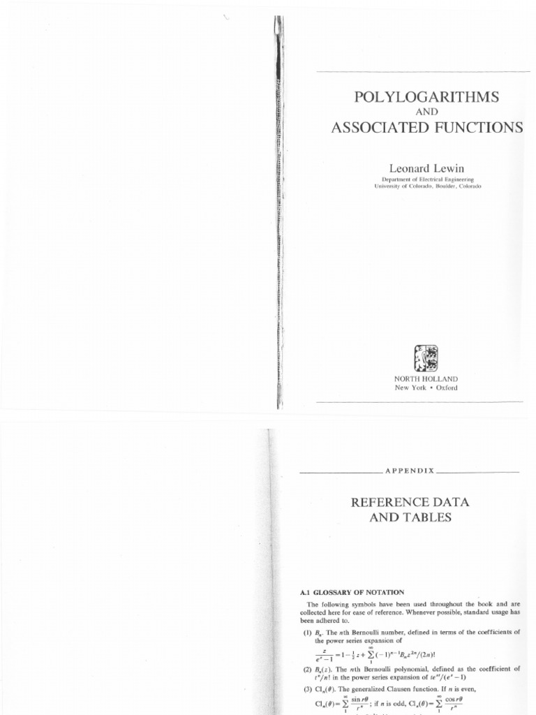 Associated Functions: Pol Ylogarithms | PDF | Numbers | Discrete ...