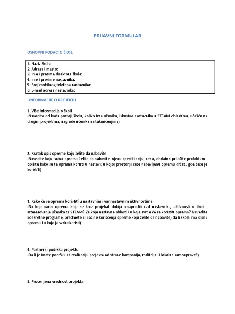 Konkurs Podrka Steam Obrazovanju U Srednjim Skola | PDF