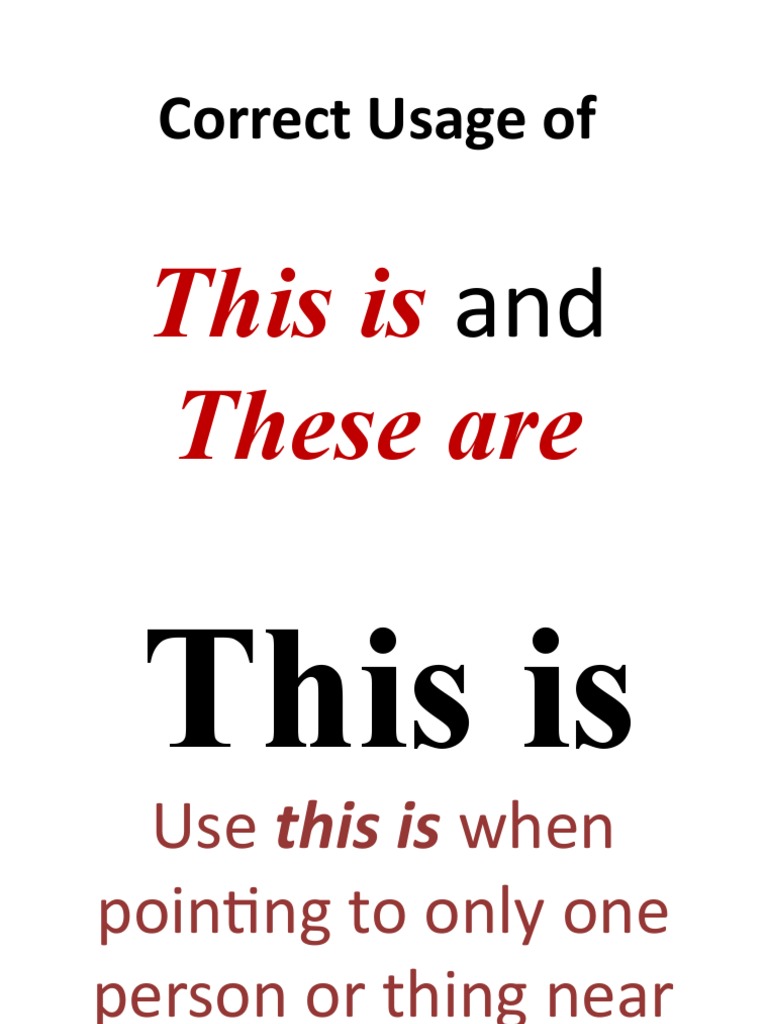 Using "This is" and "These are" Correctly | PDF