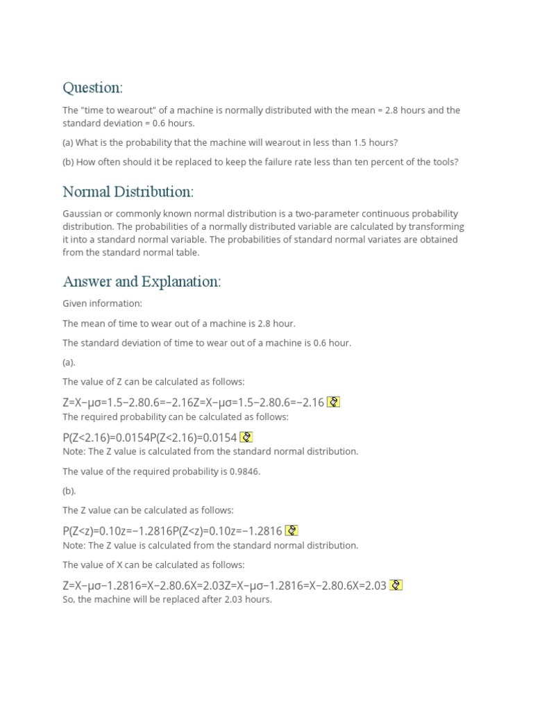 Maintenance Ass Q1 | Download Free PDF | Reliability Engineering | Normal Distribution