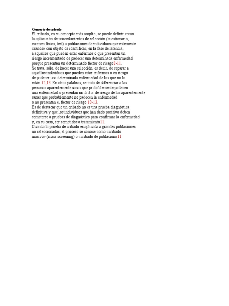 Concepto de Cribado | PDF
