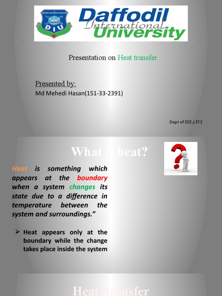 Presentation On: Heat Transfer | PDF | Heat Transfer | Thermal Conduction