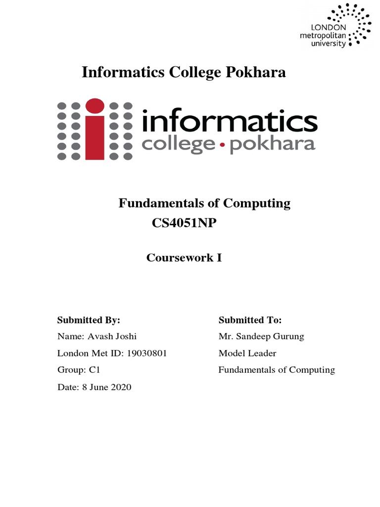 Informatics College Pokhara: Fundamentals of Computing CS4051NP | PDF ...