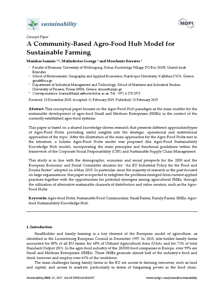 A Community-Based Agro-Food Hub Model For Sustainable Farming | PDF ...