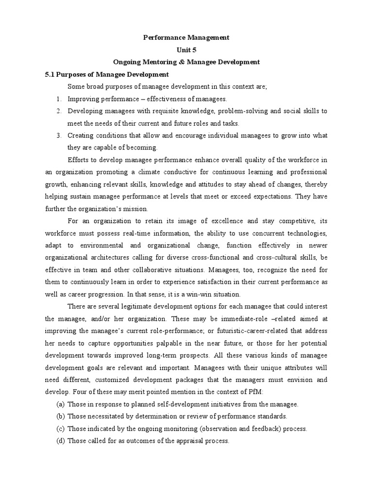 Performance Management Unit 5 | PDF | Mentorship | Motivation