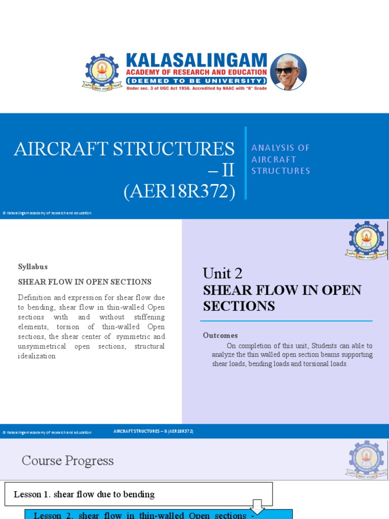 Aircraft Structures - Ii (AER18R372) | PDF | Shear Stress | Beam (Structure)