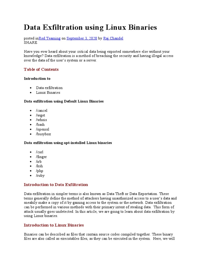 Linux Data Exfiltration Guide | PDF | Port (Computer Networking) | Hypertext Transfer Protocol