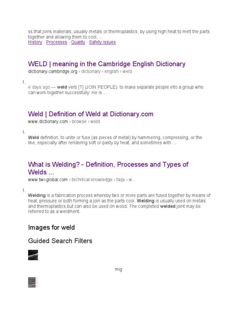 WELD - Meaning in The Cambridge English Dictionary | PDF | Science ...
