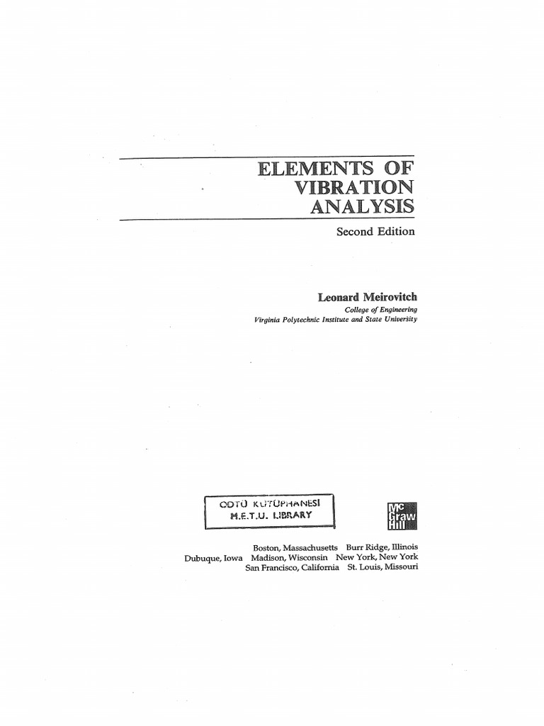 Elements of Vibration Analysis - Meirovitch PDF | PDF