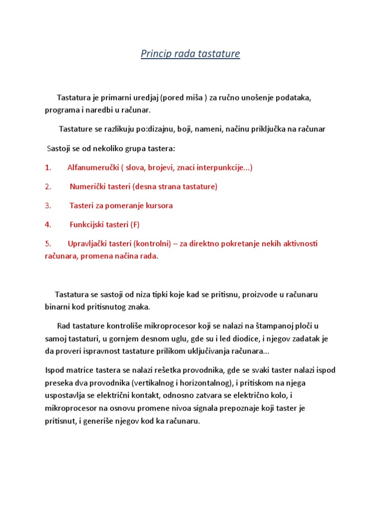 Princip Rada tastature-JANAVELJ | PDF