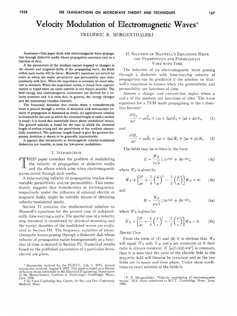 Electromagnetic Wave Velocity Modulation | PDF | Waves | Permittivity
