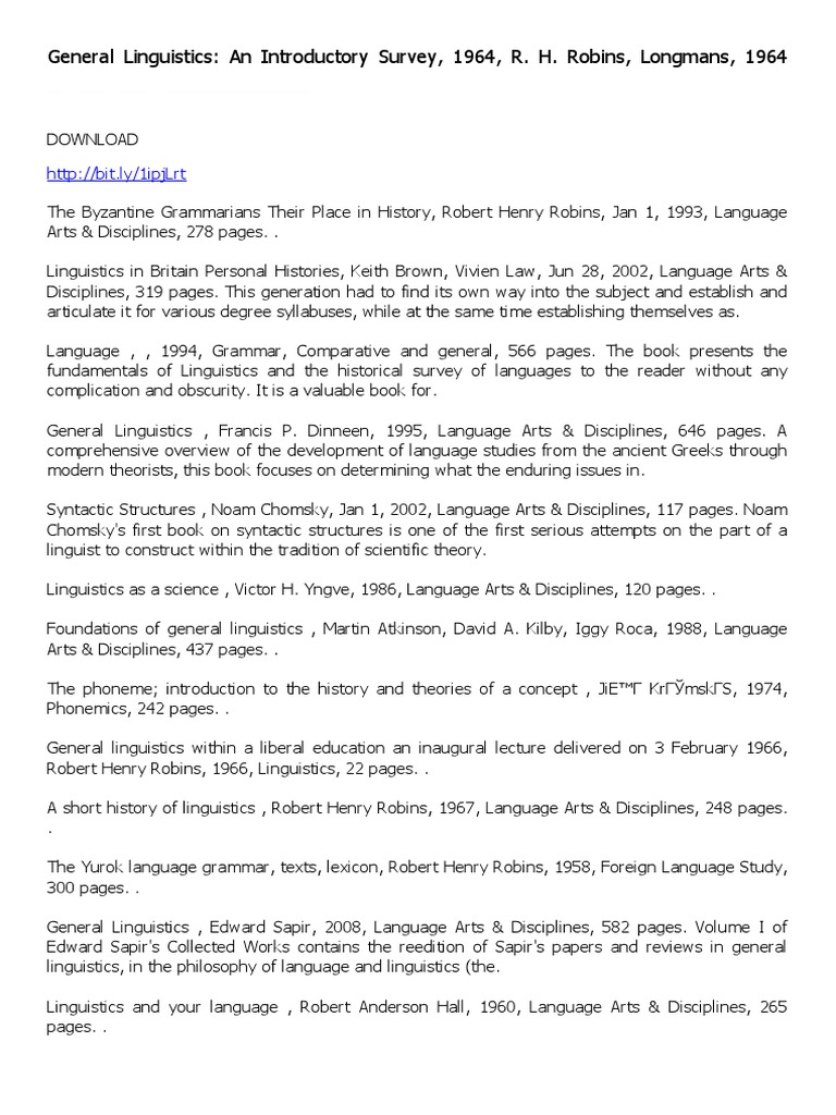 General Linguistics An Introductory Survey PDF | PDF