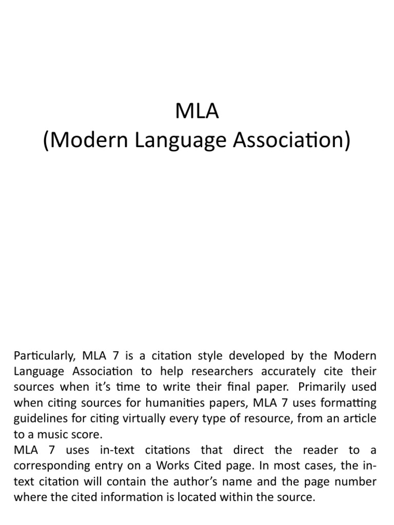 MLA (Modern Language Association) | PDF | Citation | Electronic Publishing
