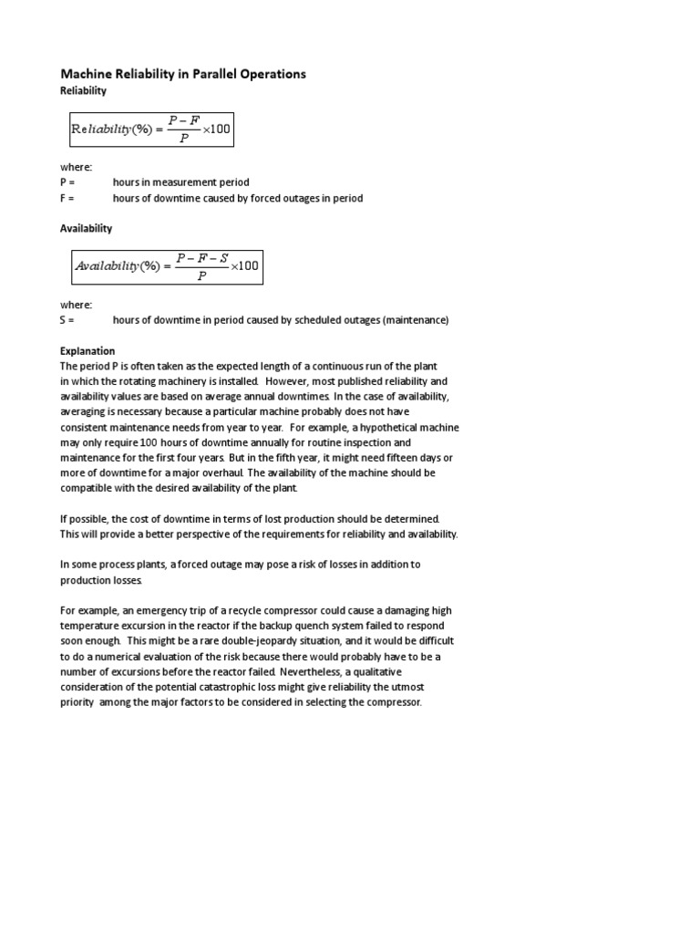 Machine Reliability Calculations | PDF | Reliability Engineering | Business