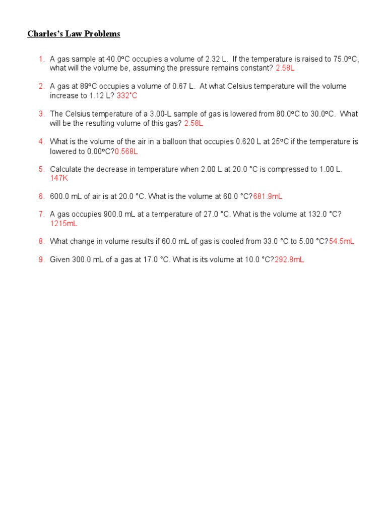 Charles Law Worksheet 2 Answers Frank Solutions For Class 9 Chemistry
