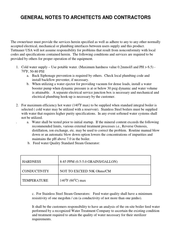 General Notes To Architects and Contractors | PDF | Boiler | Steam