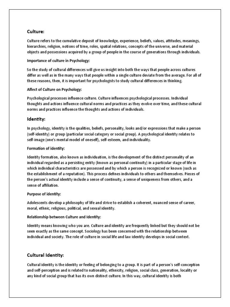 Understanding the Relationship Between Culture and Identity: How ...