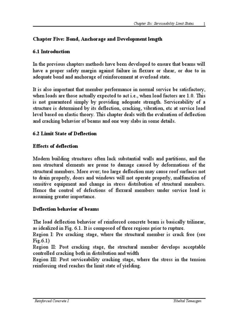 Chapter Five: Bond, Anchorage and Development Length: Chapter Six ...