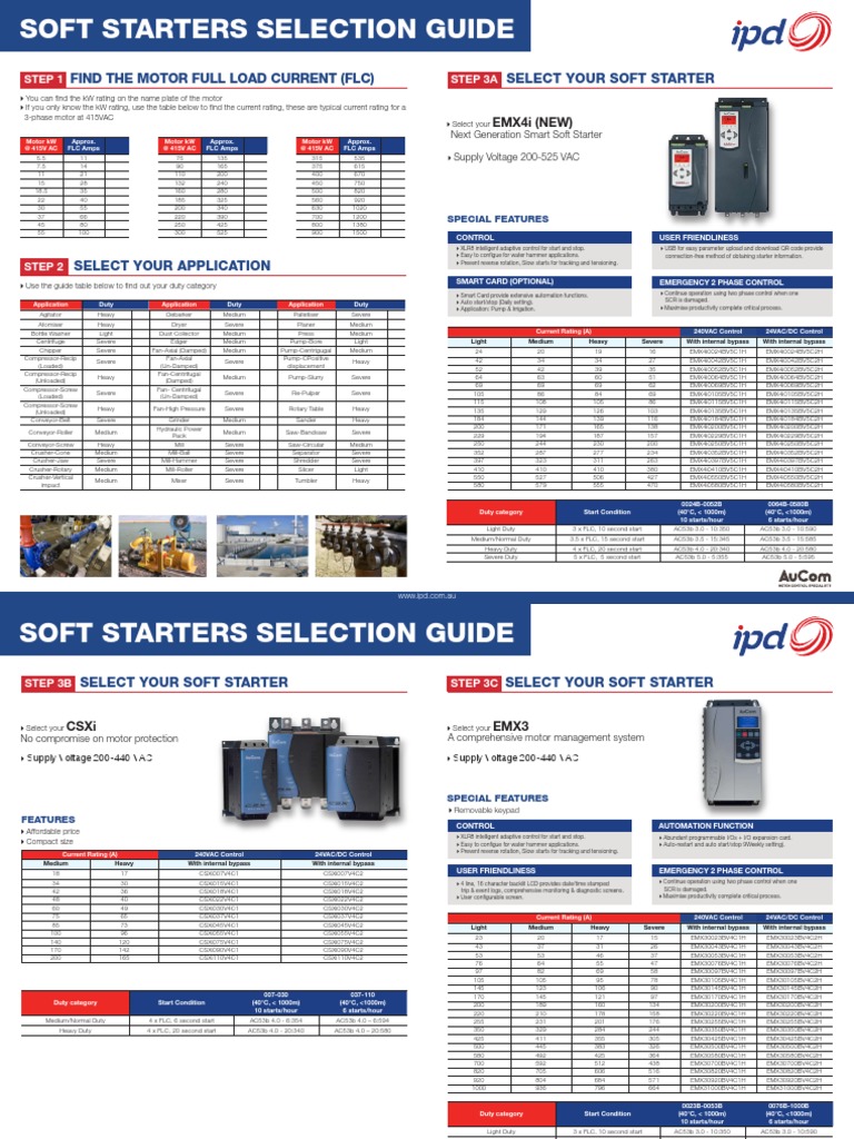 Aucom Soft Starter Selection Guide | PDF | Electric Motor | Electrical ...