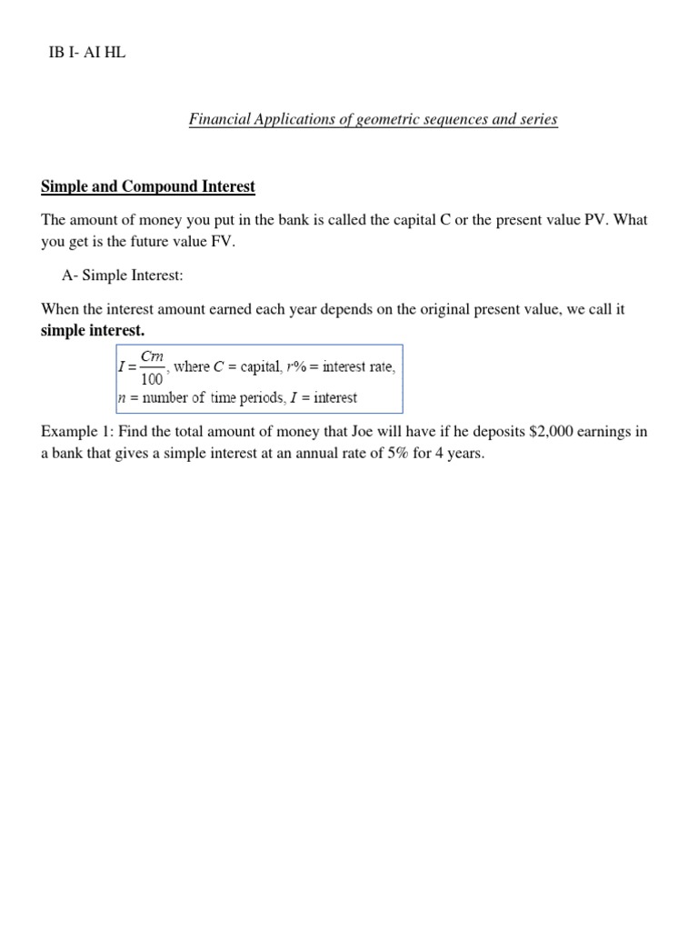 Financial Applications of Sequences | PDF | Interest | Compound Interest