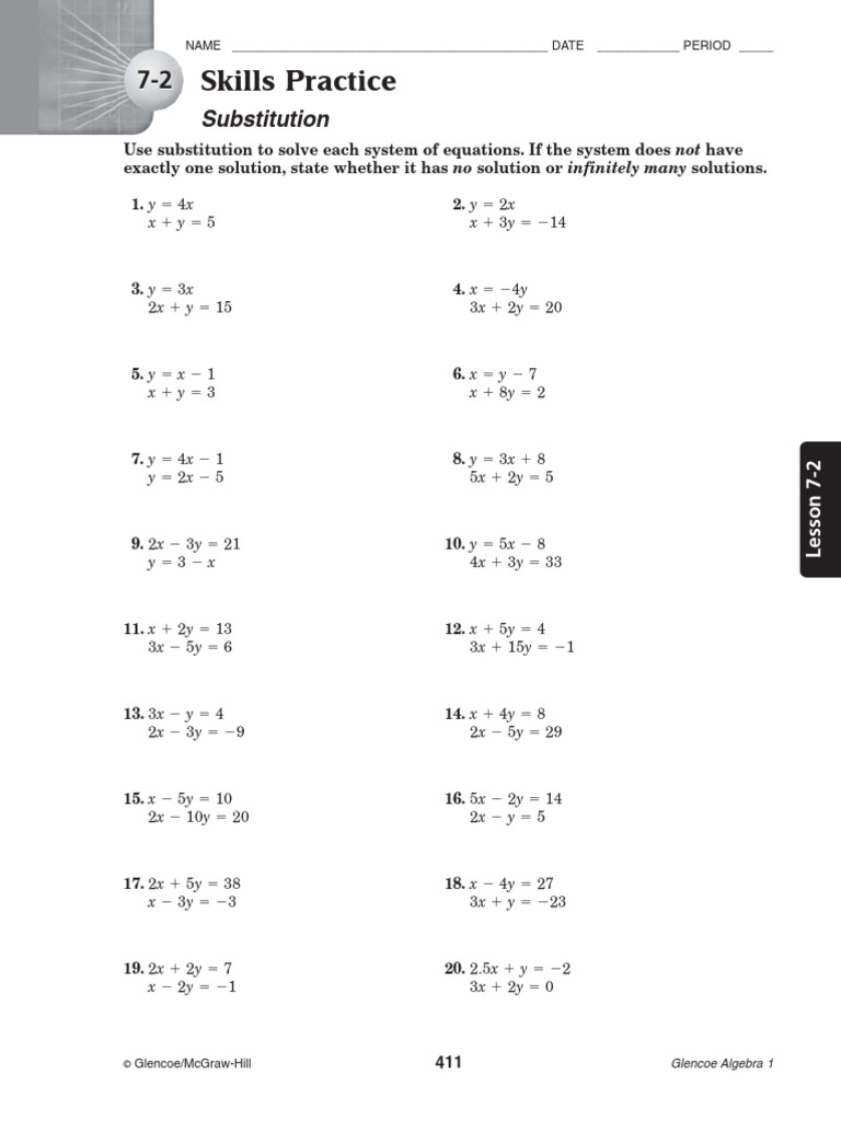 Skills Practice: Substitution | PDF