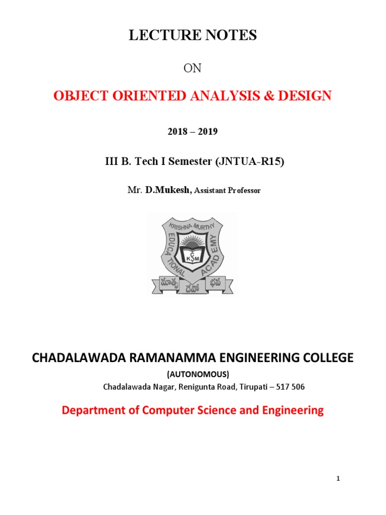 OOAD-lecture Notes | PDF | Object Oriented Programming | Inheritance ...