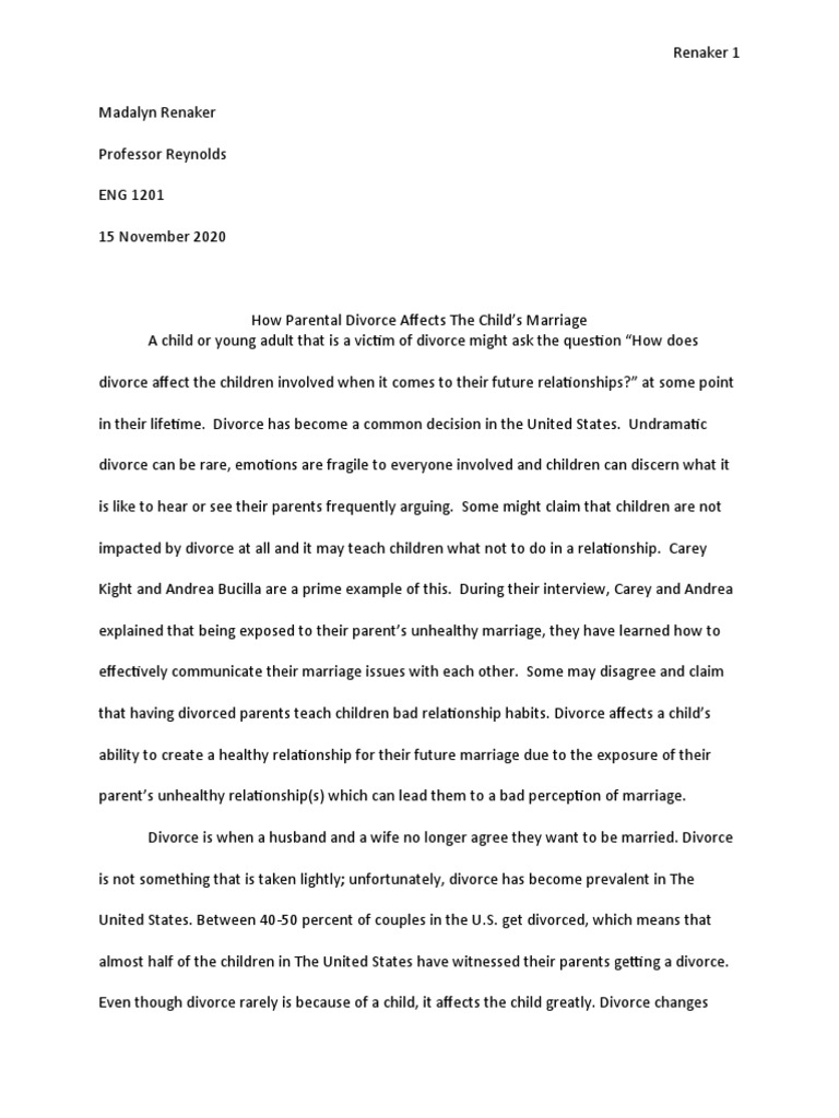 Research Paper Final Draft | PDF | Divorce | Marriage
