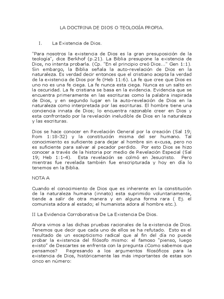 La Doctrina de Dios o Teología Propia | PDF | Existencia | Filosofía