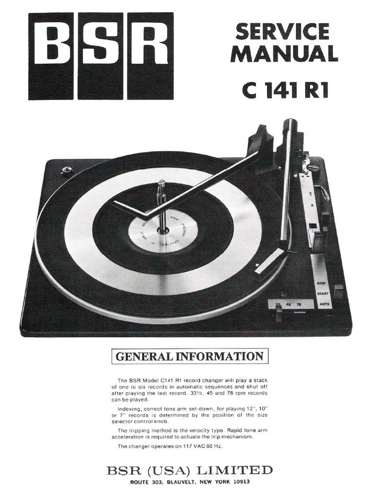 BSR C141 R1 Service Manual | PDF