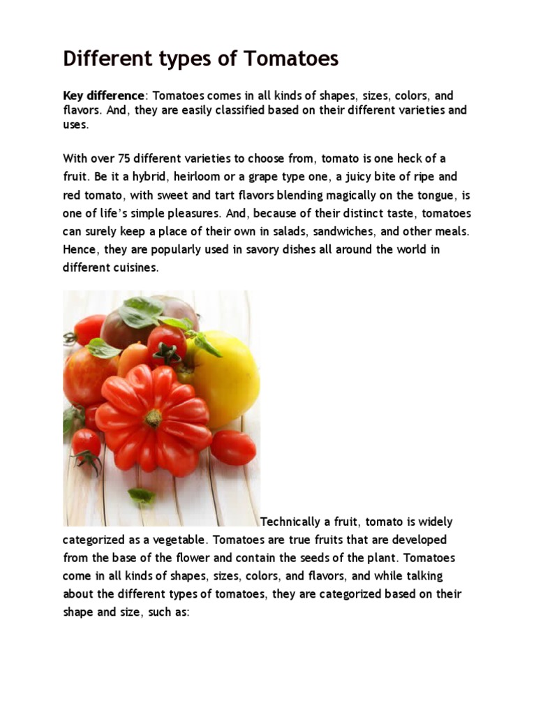 Different Types of Tomatoes: Key Difference: Tomatoes Comes in All ...