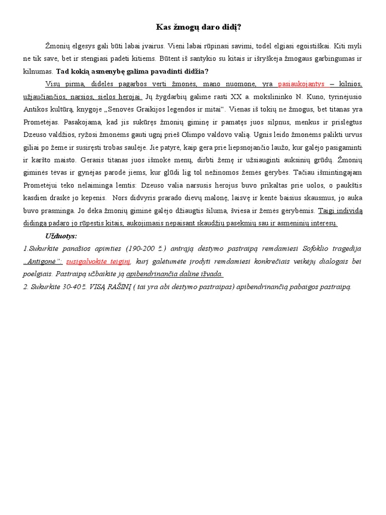 Kas-Zmogu-Daro-Didi Izanga Ir I Destymo Pastraipa Uzduotis Taisyta | PDF